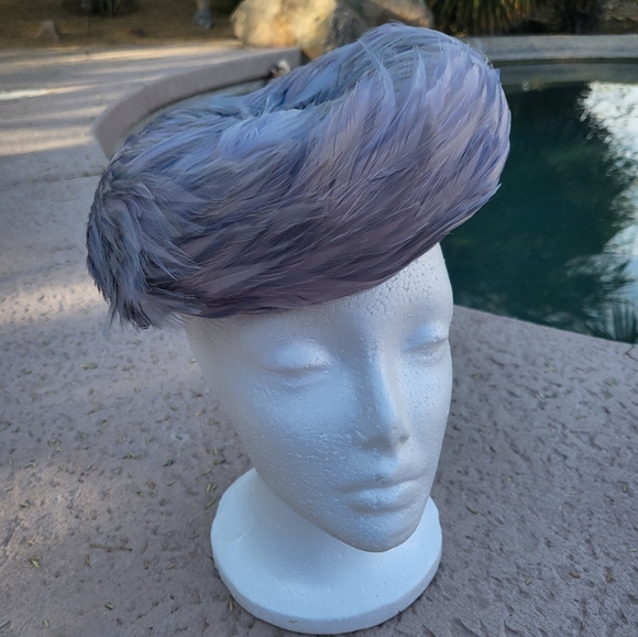 Vintage | Accessories | Vintage Baby Blue Feather Hat Fascinator Hair ...